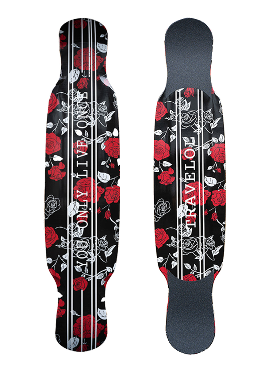 Travelol Rose Flower Longboard Deck | ThaneLife Longboard Shop ...